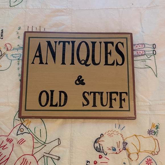 Antique | Art | Antique Tan And Black Mixed Media Sign | Poshmark